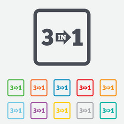 Three in one sign icon 3 in 1 symbol with arrow Vector Image