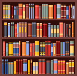 Library Book Shelf Literature Books Cartoon Vector Image