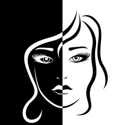 Face beautiful womans in negative and positive Vector Image
