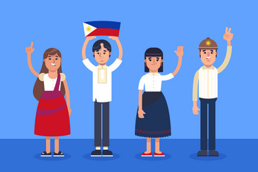 Hand drawn philippine people with traditional Vector Image