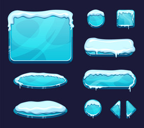 Ice button frozen frame level menu in cartoon Vector Image