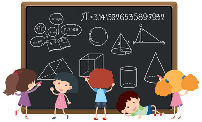 Student learning math using blackboard Royalty Free Vector