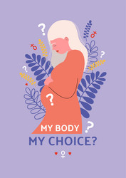 Abortions rights poster concept in flat style Vector Image