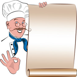 Blank menu with the image of a smiling chef Vector Image