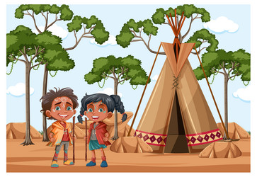 Indigenous kids cartoon character Royalty Free Vector Image
