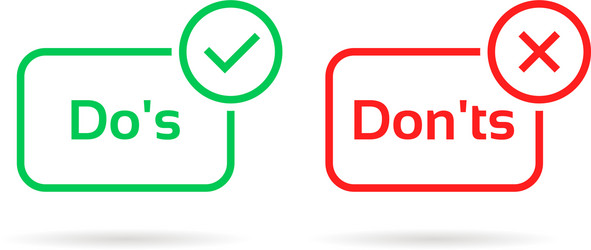 Thin line do s and don ts bubble Royalty Free Vector Image