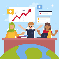 Hand drawn international employees Royalty Free Vector Image