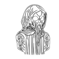 Grim reaper halloween outline sketch red Vector Image