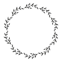 Round frame with cozy black branches on white Vector Image