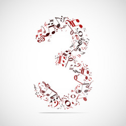 Number three made from music notes Royalty Free Vector Image