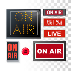 On air broadcast radio neon sign Royalty Free Vector Image