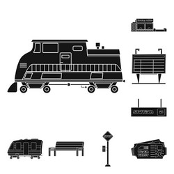 Train and station logo set Royalty Free Vector Image