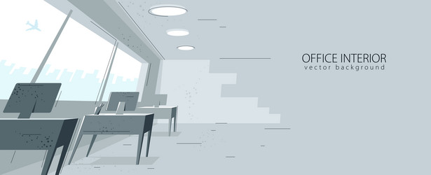 Office interior in distorted perspective with Vector Image
