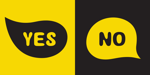 Yes no words in speech bubbles chat Royalty Free Vector