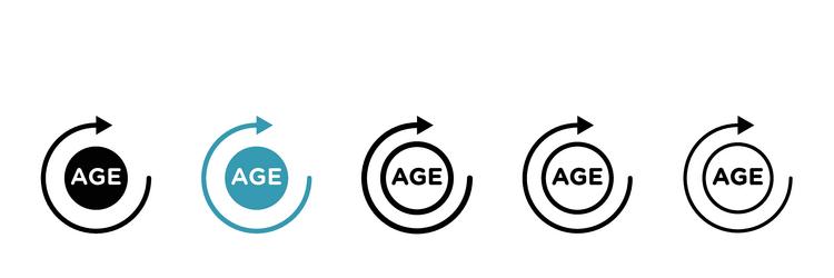 Age icon set old cycle imit logo symbol in black Vector Image