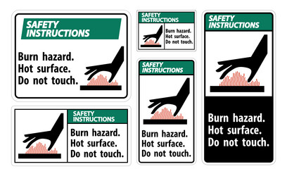 Safety instructions burn hazardhot surfacedo Vector Image