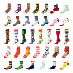 Socks set with different color patterns Royalty Free Vector