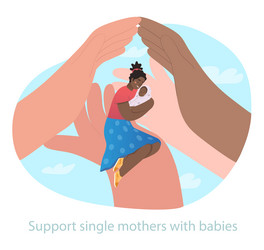 Concept of support and protection young single Vector Image