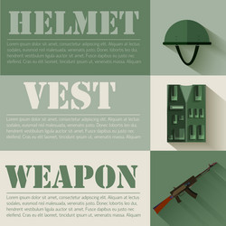 Flat military soldier equipment set design concept