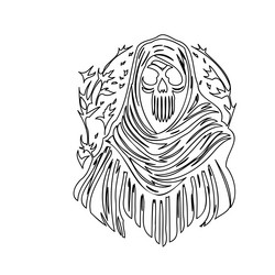 Grim reaper halloween outline sketch Royalty Free Vector