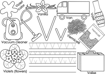 Cute kids cartoon alphabet letter v Royalty Free Vector