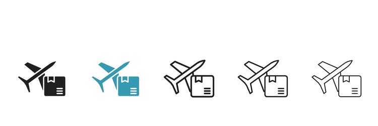 Air delivery icon set flight plane cargo symbol Vector Image