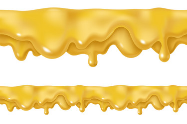 Dripping cheese melted elements set Royalty Free Vector