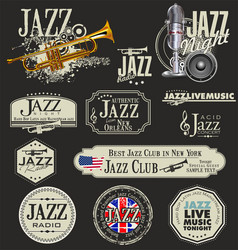 Jazz music stamps and labels Royalty Free Vector Image