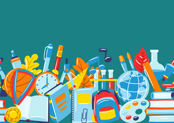 School seamless pattern with education items Vector Image