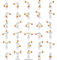 Semaphore flag signals alphabet and numbers Vector Image