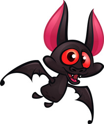 Happy vampire bat cartoon character flying Vector Image