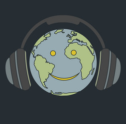 Earth with headphones Royalty Free Vector Image