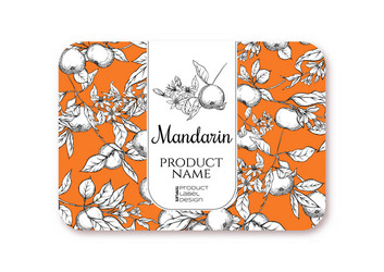 Mandarin ripe citrus template for product label Vector Image