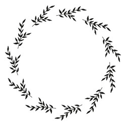 Round frame with cozy black-and-white branches Vector Image