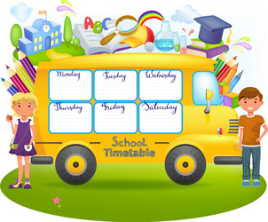 School bus image with timetable Royalty Free Vector Image