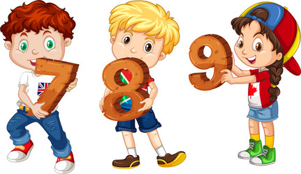 Set different children holding math number Vector Image