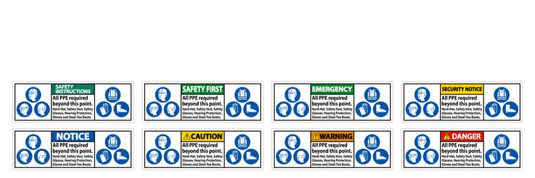 Ppe required beyond this point hard hat safety Vector Image