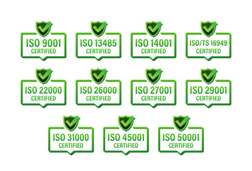 Set of iso certification stamp and labels Vector Image