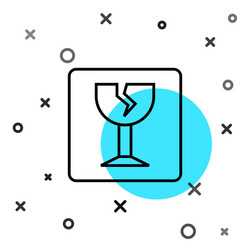 Black line fragile broken glass symbol Royalty Free Vector