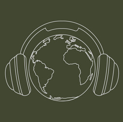 Earth with headphones Royalty Free Vector Image