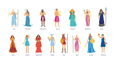 Cartoon god trident - set Royalty Free Vector Image