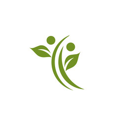 Green leaf community people logo design Royalty Free Vector