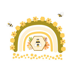 Honey bee rainbow element honeycomb sweet Vector Image