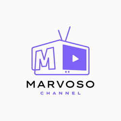M letter mark channel television tv logo icon Vector Image