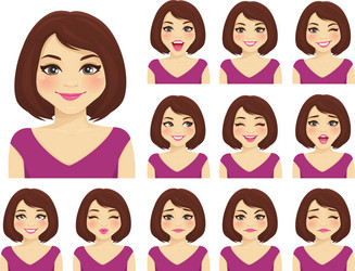 Woman expressions set Royalty Free Vector Image