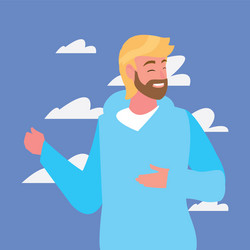 Man character sky background Royalty Free Vector Image