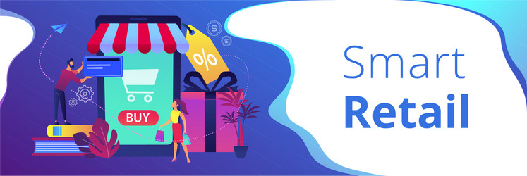 Smart retail in city header banner Royalty Free Vector Image