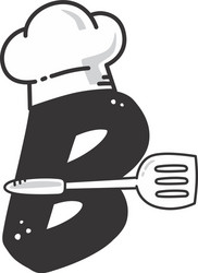 Alphabet initial chef hat with spatula restaurant Vector Image
