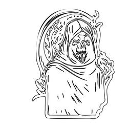 Grim reaper halloween outline sketch Royalty Free Vector