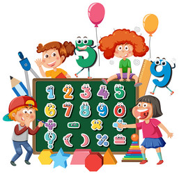 Student girl holding number cartoon character Vector Image